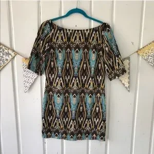 arp | Dresses | Arp V Back Ikat Print Short Sleeve Mini Dress | Poshmark